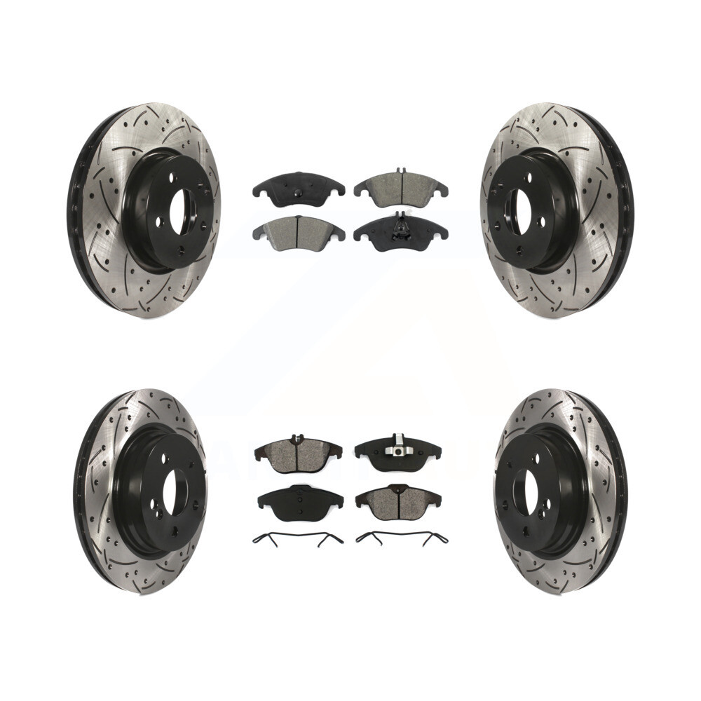 KDS Front Rear Drilled Slotted Brake Rotors Pads for Mercedes C300 C350 ...