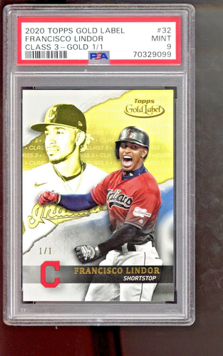 2020 Topps Gold Label Class 3 GOLD 1/1 SSP Francisco Lindor #32 PSA 9 ...