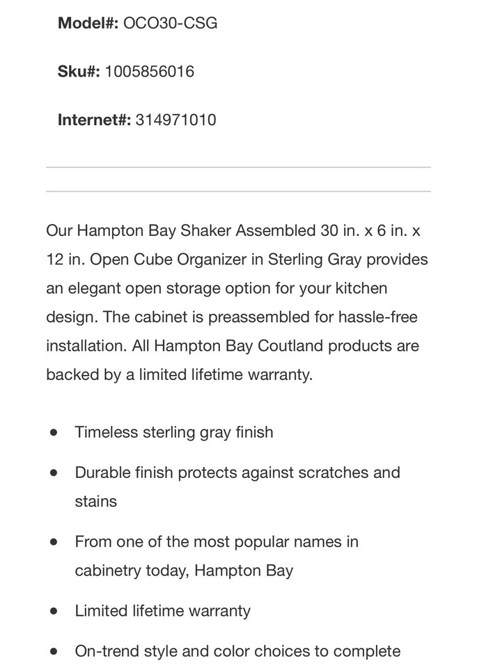 Hampton Bay Sterling Gray Open Cube Organizer 30” X 6” X 12” | eBay