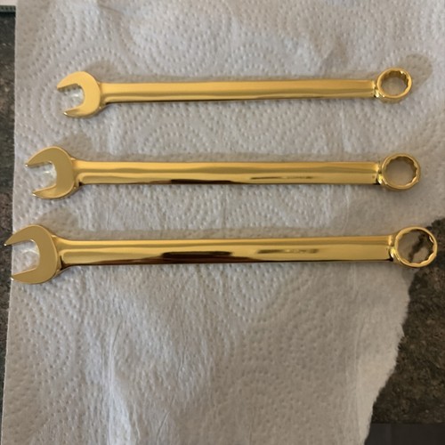 Never Used Set Of 3 Snap On Tools Gold Plated Wrenches 9/16” 5/8” 11/16 ...