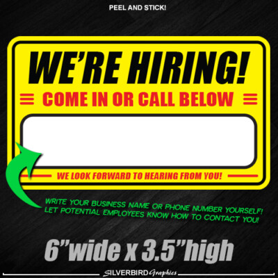 Now Hiring we're hiring Sticker Truck Vehicle Decal Bumper Business ...