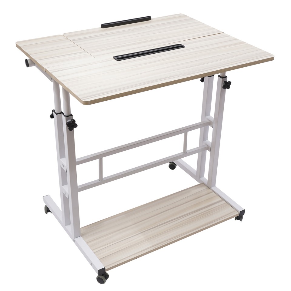 Rolling Laptop Computer Stand Table Cart Homes Desk Adjustable Angle ...
