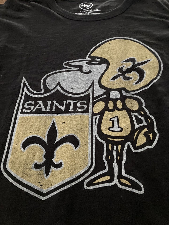 MENS 47 BRAND NEW ORLEANS SAINTS RETRO T-Shirt BLACK M MEDIUM NWOT | eBay