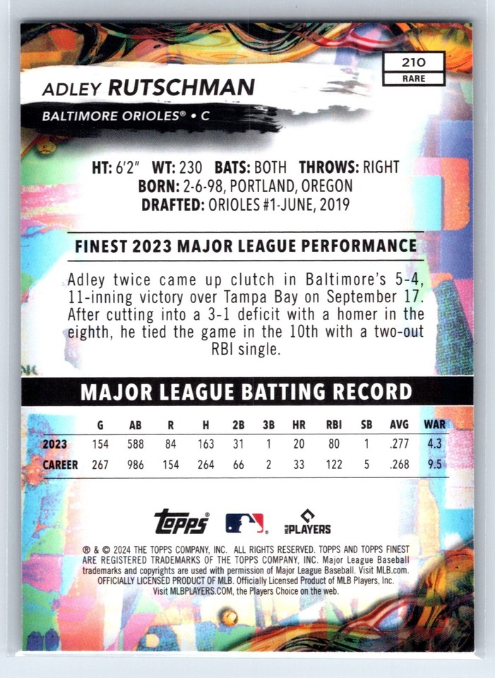 2024 Topps Finest #210 Adley Rutschman Checkerboard Refractor | eBay