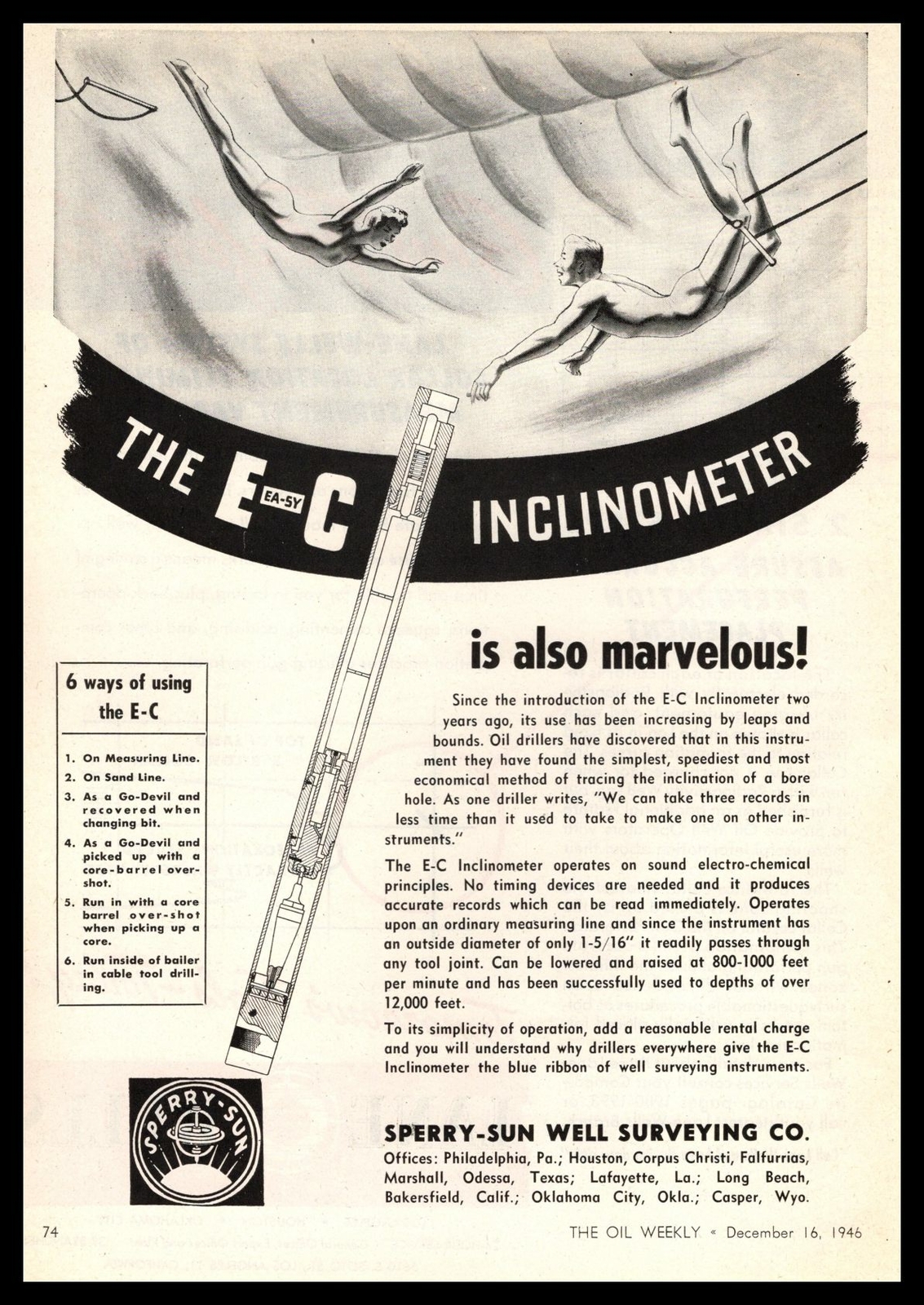 1946 Sperry Sun Oil Well Surveying Co. E-C Inclinometer Trapeze Artists ...