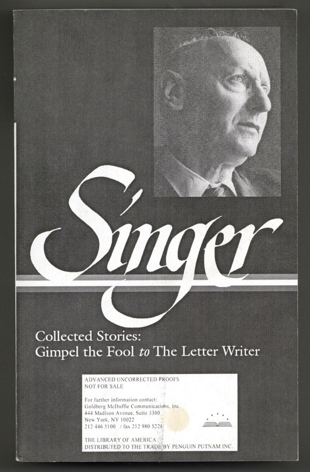 Isaac Bashevis SINGER / Collected Stories Gimpel the Fool Uncorrected ...
