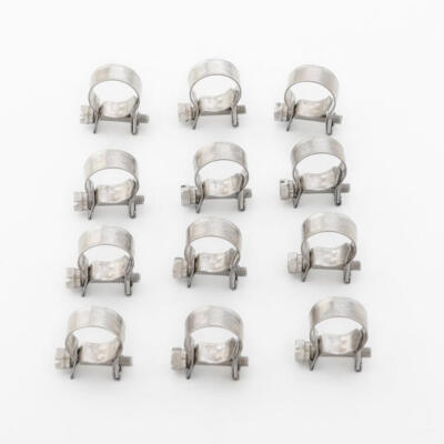 12 X Mini Hose Clips Clamps 15mm-17mm 304 Stainless Steel Fuel Pipe ...