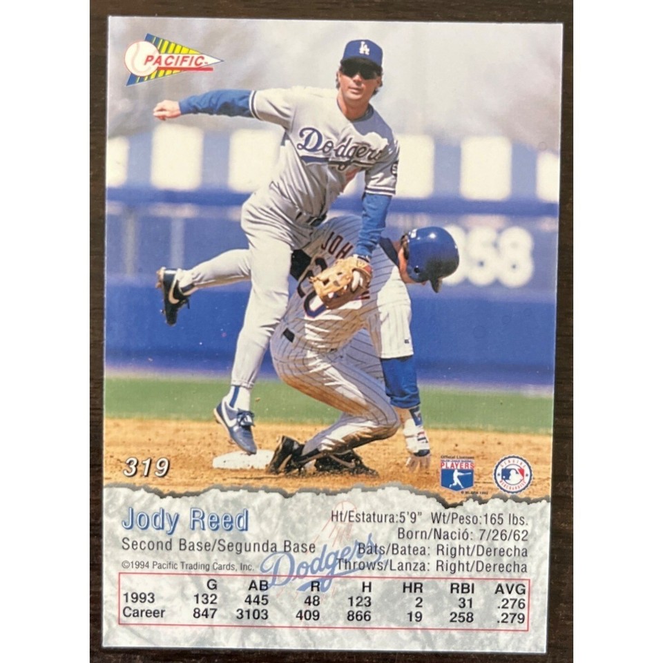 1994 Pacific #319 Jody Reed Los Angeles Dodgers MLB Major League ...