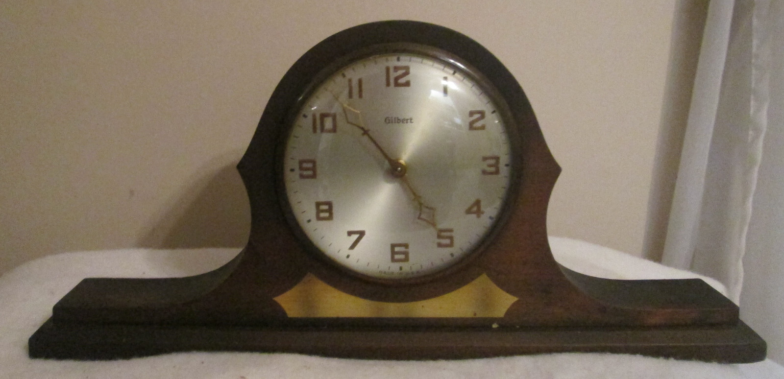 Antique 1920's GILBERT Mahogany Deco Tambour Humpback Mantel Shelf ...