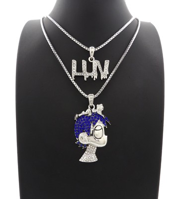 NEW ICE BLING LUV & LIL UZI VERT CARTOON CHAIN SET RHODIUM PLATED | eBay UK