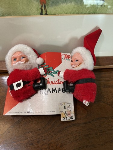 Vtg Christmas Klampets Santa Claus Fingerling Hugger Well Made Toy Mfg ...