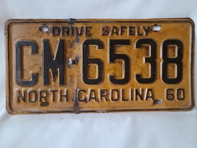 Vintage 1960 North Carolina Drive Safely License Plate 1021 | eBay