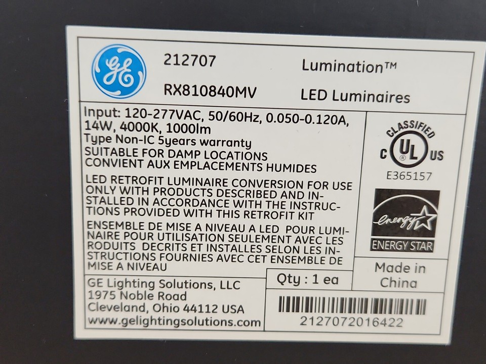 GE RX810840MV LED Downlight Retrofit Light Fixture 14W 4000K 120/277V ...
