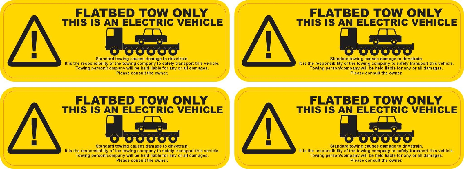StickerTalk Electric Vehicle Flatbed Tow Sticker, 1 inches x 3 inches ...