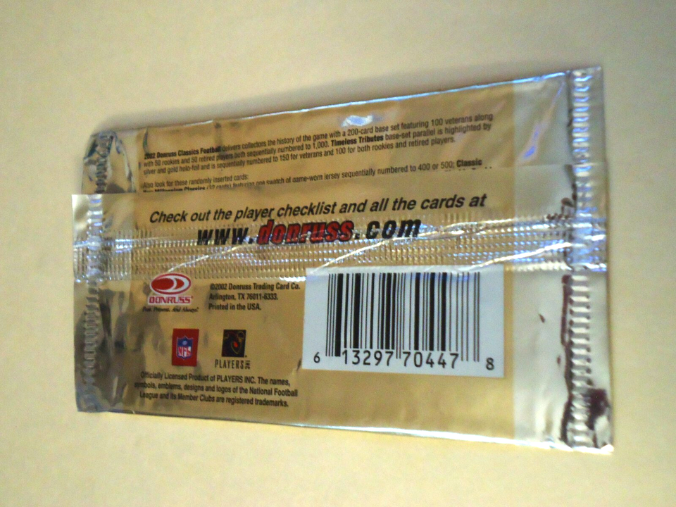 2002 Donruss Classics Football card wrapper - John Riggins - Redskins ...