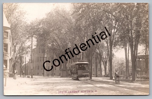 Real Photo State Armory Trolley At Schenectady NY New York w/ Trash RP ...