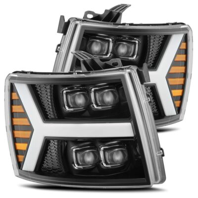Alpha Rex 880208 LED Projector Headlights, Jet Black; Fits Silverado 07 ...