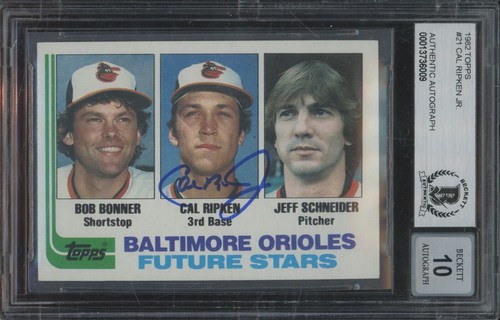 1982 Topps #21 Cal Ripken Jr Autograph RC Rookie BAS BGS Beckett 10 ...