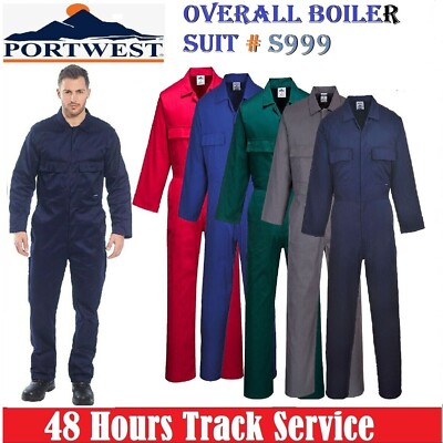 Portwest Euro Overalls/Coverall Mechanics Lightweight Work Wear Boiler ...