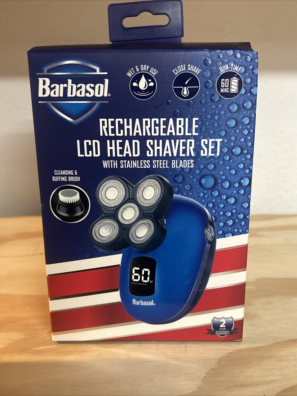 Barbasol Rechargeable LCD Wet/Dry Head Shaver Set CBT1-9000-BLU for ...