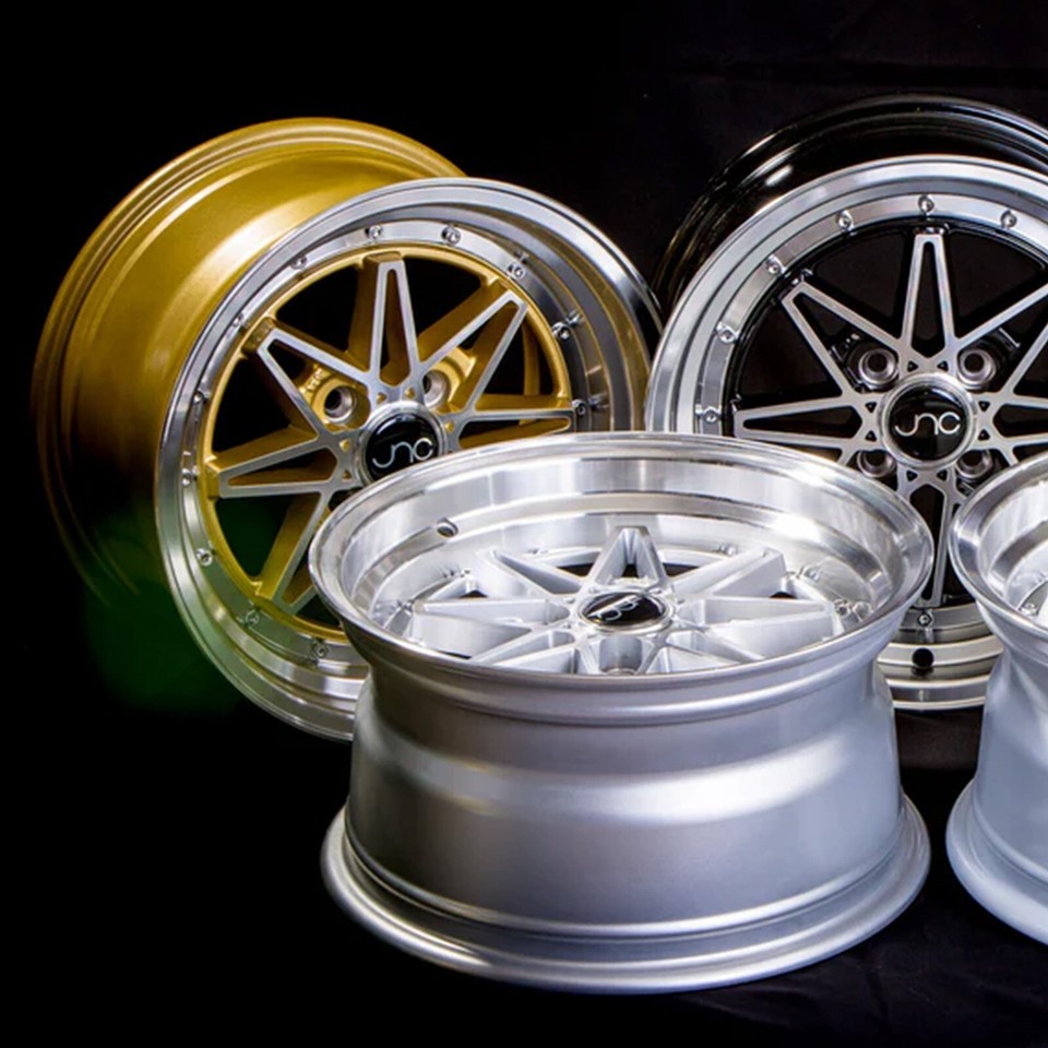 JNC002 JNC Wheels Rim 15x8 JDM Gold with Silver Machined Face Lip 4x100 ...