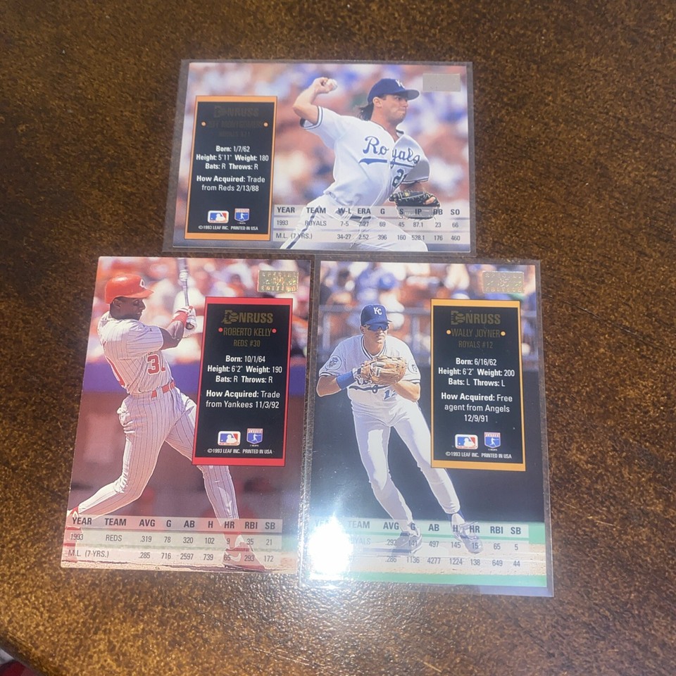 Wally Joyner Roberto Kelly & Jeff Montgomery 1994 Donruss Special ...