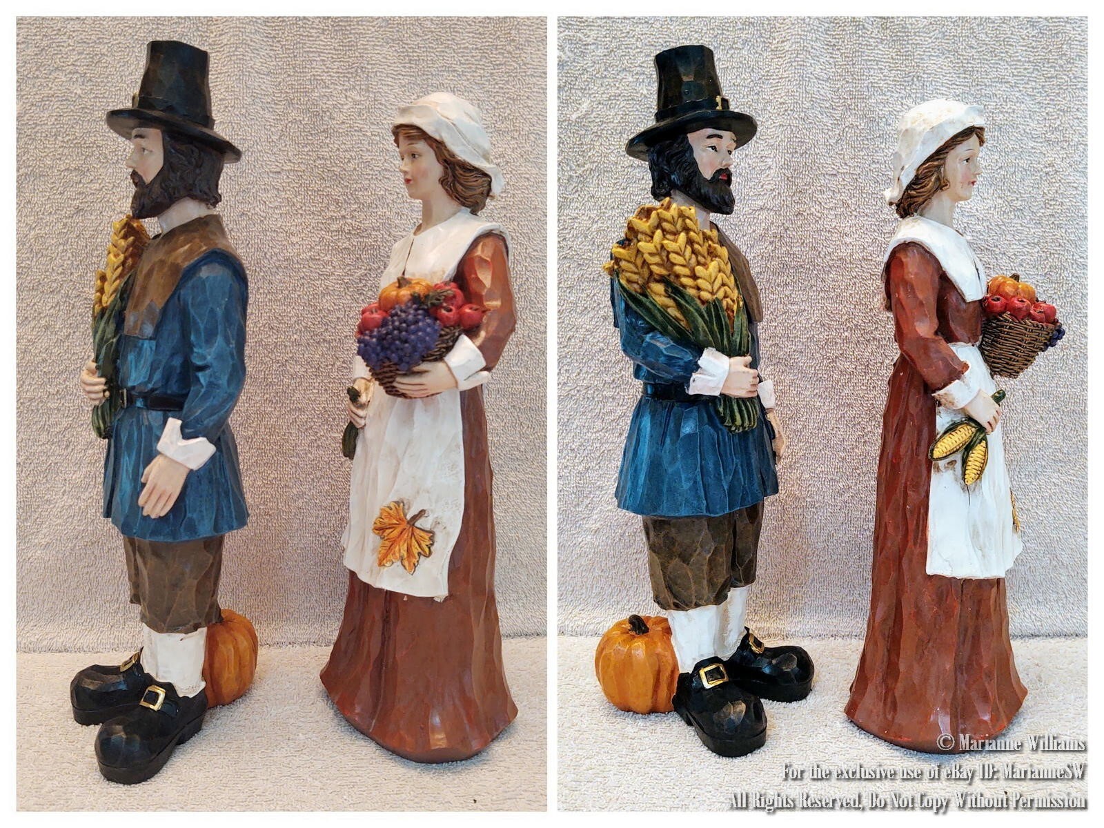 NEW Mr & Mrs Pilgrim LARGE 12" Figures ELEGANT FALL Thanksgiving TABLE ...