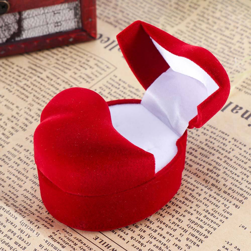 Velvet Red Ring Box Double Jewelry Gift Box Wedding Party Ring Display ...
