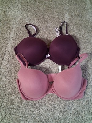 2 Victoria Secrets Bras Rose Pink Color Purple Plum Color SZ 38DD ...