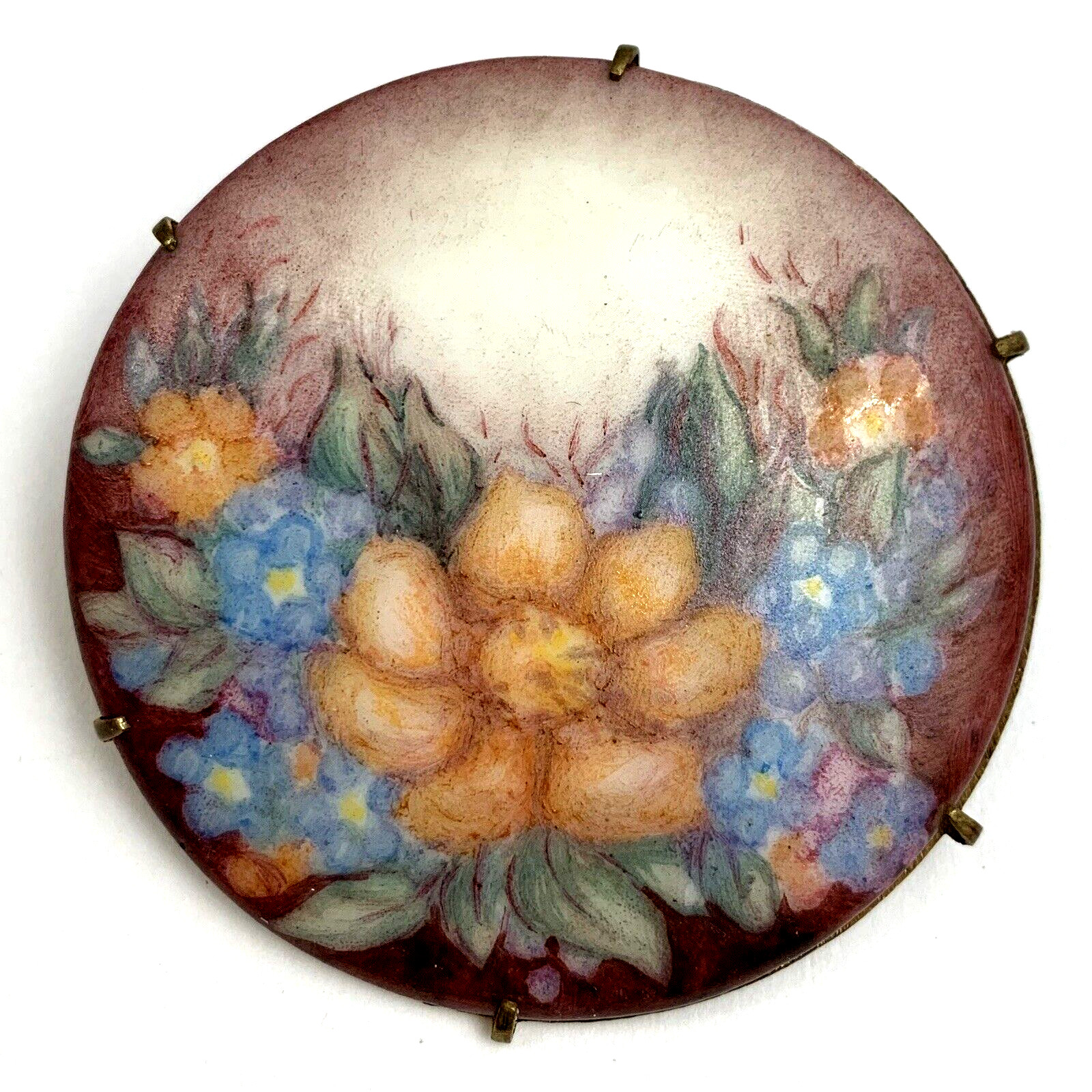 Antique Victorian Hand Painted Brooch Pin Large Porce… - Gem