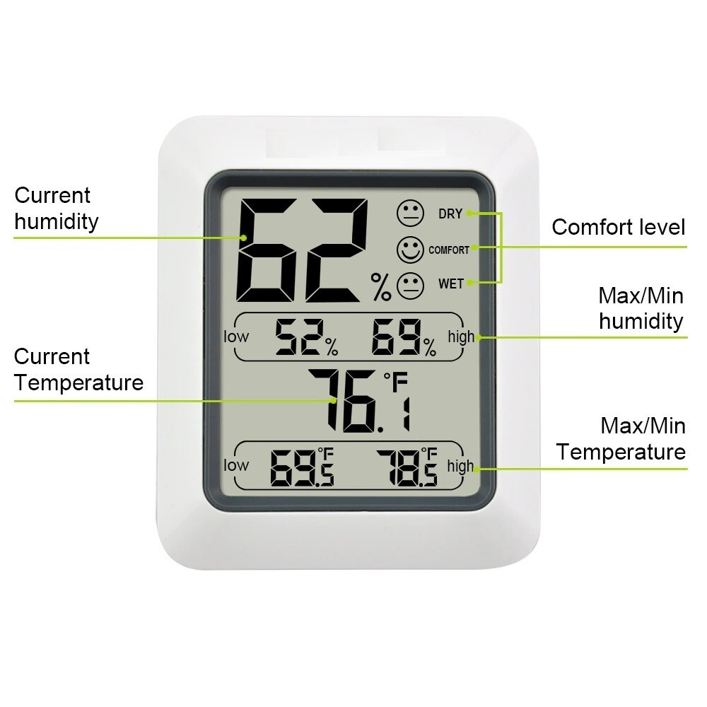 Digital Thermometer Hyg rometer Incubator Hatching Eggs MAX MIN Memory ...