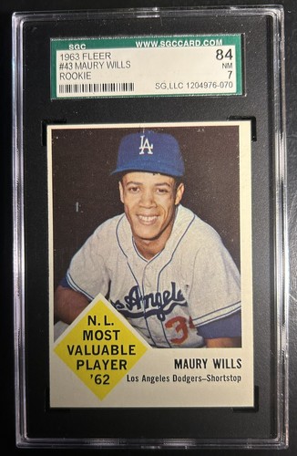 1963 Fleer Maury Wills (RC) #43 SGC 7 NM 84 Rookie Los Angeles Dodgers ...