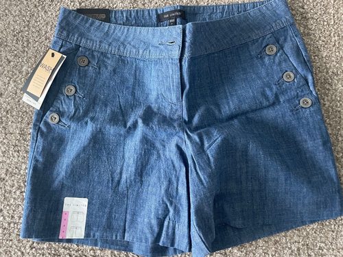 The Limited Womens Size 6 Blue Chambray Button Shorts Nautical NWT ...