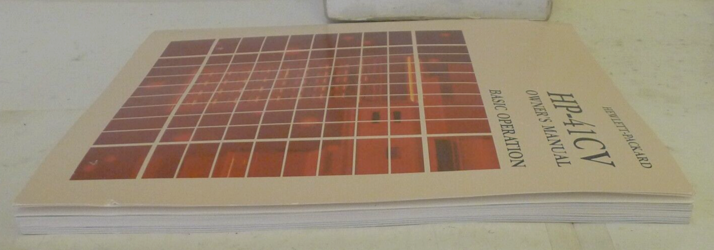 Hewlett Packard HP-41CV Basic Operation Owner's Manual & Quick ...