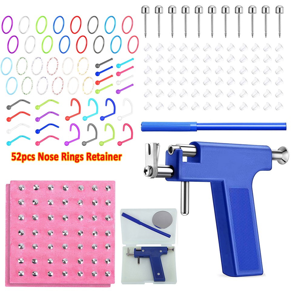 208PCS Professional Ear PIERCING GUN Body Nose Navel Tool Kit Set ...