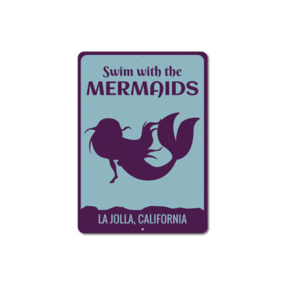 Custom Swimming Sign Personalized Swim With The Mermaids Pool Beach ...