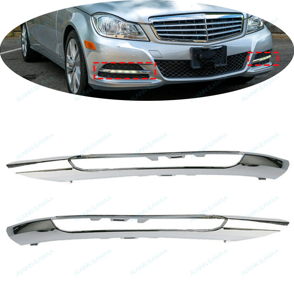 Pair Front Fog Light Cover Trim For 2012-2014 Mercedes Benz W204 C ...