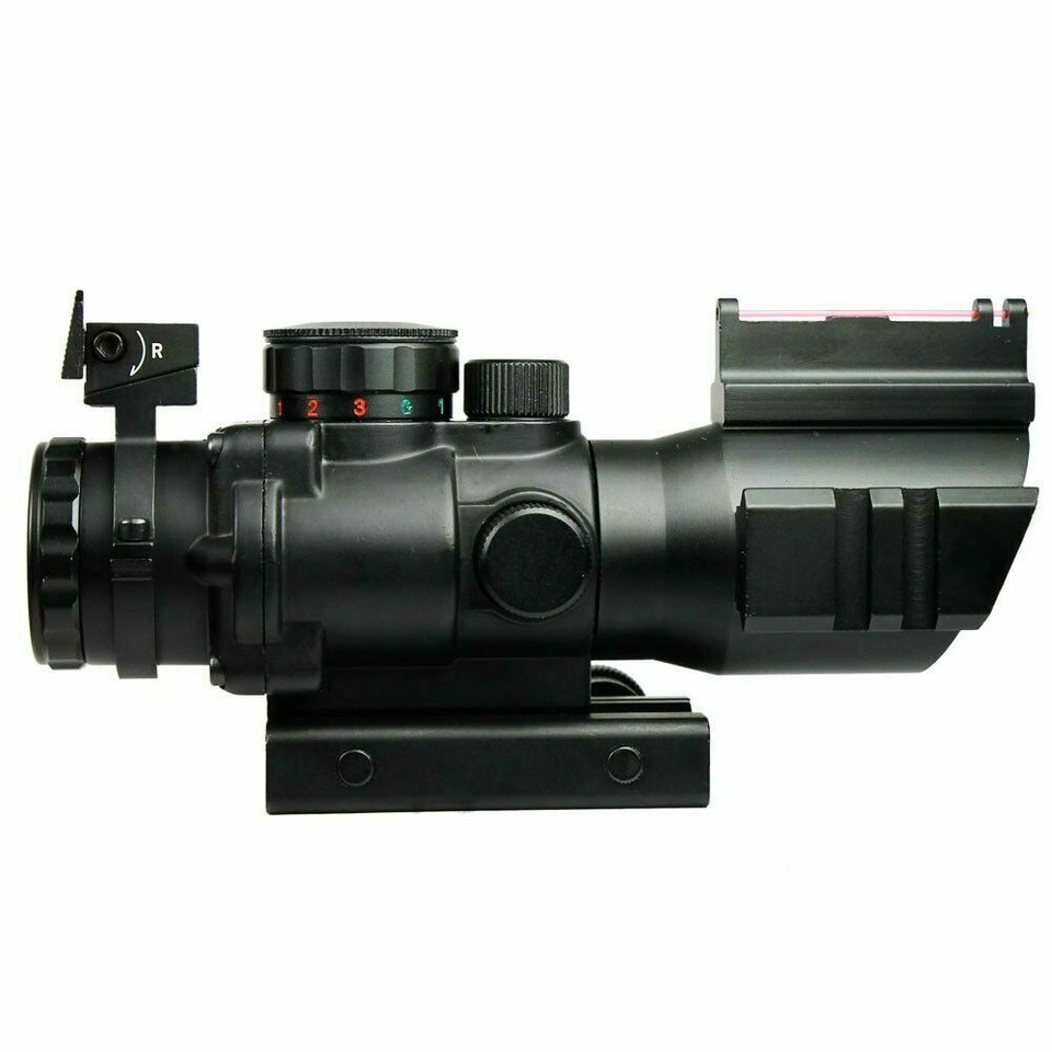 4X32 Tactical Rifle Scope - Tri-Illuminated Chevron Recticle Fiber ...