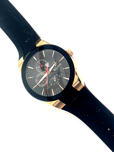 Bulova 97C112 Futuro 41mm gold Stainless Steel Case, Black Silicone ...