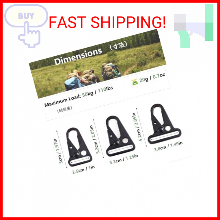 JEELAD Enlarged Mouth Clips Tactical Gear Keychain Hooks Sling Clasp ...