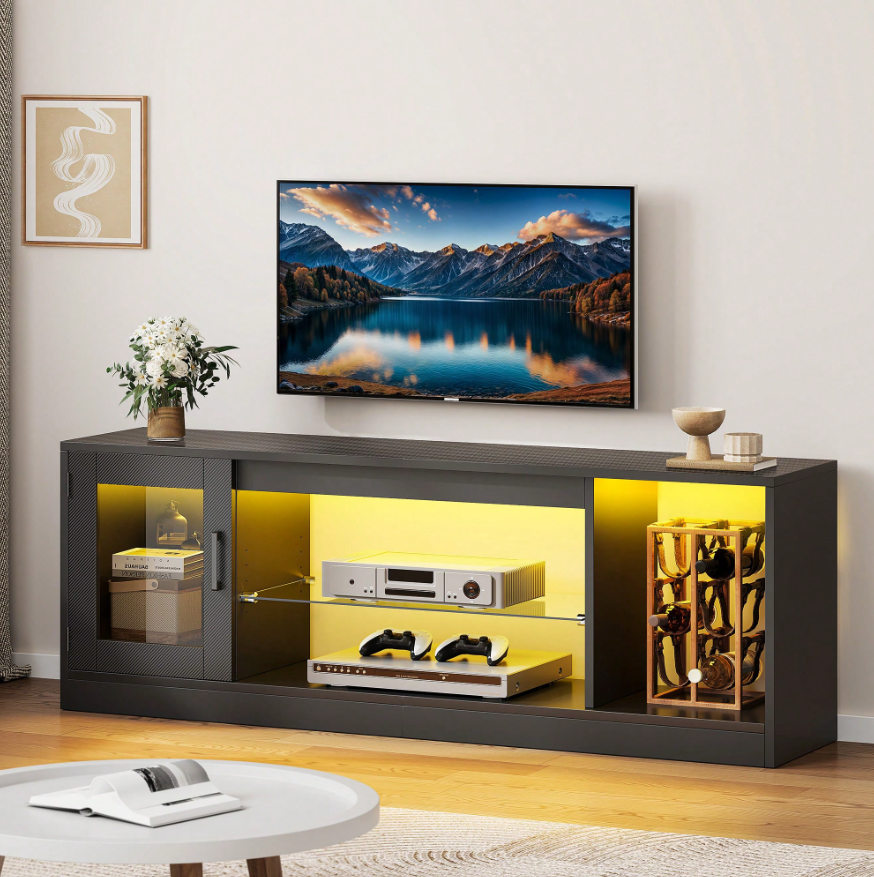 Modern TV Stand Cabinet Unit, 65 Inch TV Unit TV Table w/Shelves for ...