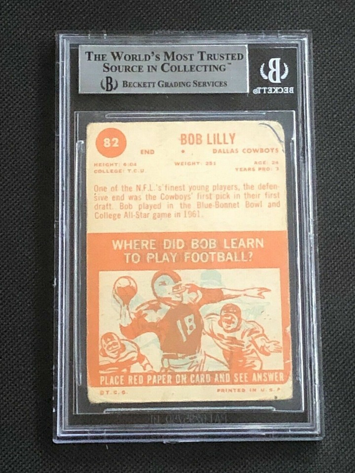 HOF BOB LILLY 1963 TOPPS ROOKIE SIGNED AUTOGRAPHED CARD #82 COWBOYS ...