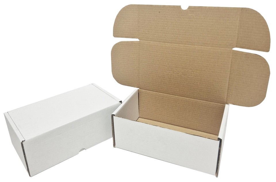 WHITE SHIPPING CARDBOARD BOXES POSTAL MAILING GIFT PACKET SMALL PARCEL ...
