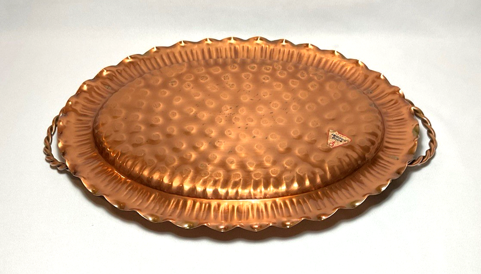 GREGORIAN COPPER ~ Early Solid Copper 17.75" Oval SERVING TRAY w ...
