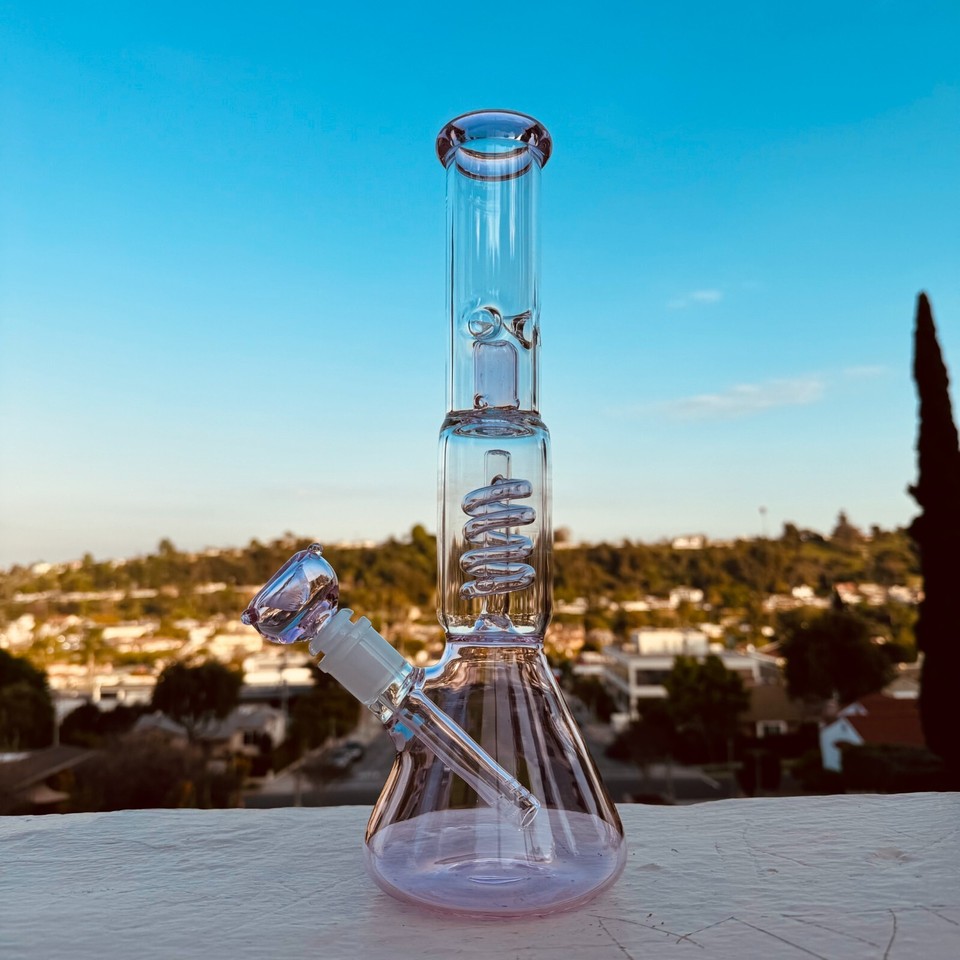 13" Pink Glass Heavy Bong Hookah Water Pipe Heavy Beaker with Custom ...