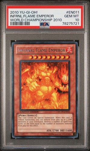 YUGIOH PSA 10 2010 Infernal Flame Emperor WCPP-EN011 Rare (STOCK PHOTO ...