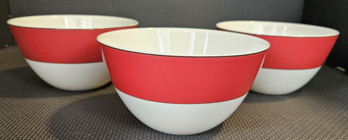 3 RARE Kate Spade Lenox Rutherford Circle Red Bowls. 5-3/4 inches, FREE ...