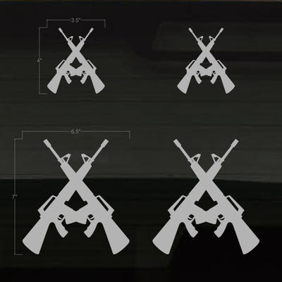 M16 AR15 Cross Guns Rifles 2nd Amendment SILVER Set of 4 Decals ...