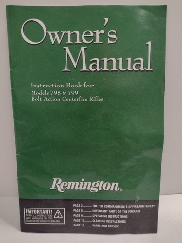 Original Remington Owner's Manual Models 798 & 799 Bolt Action ...