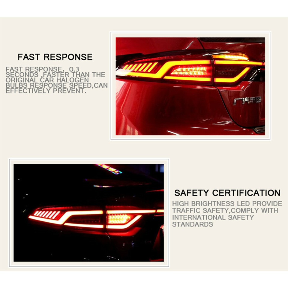 For Toyota Corolla Red LED Tail Lights Sequential Replace OEM Rear Lamp ...